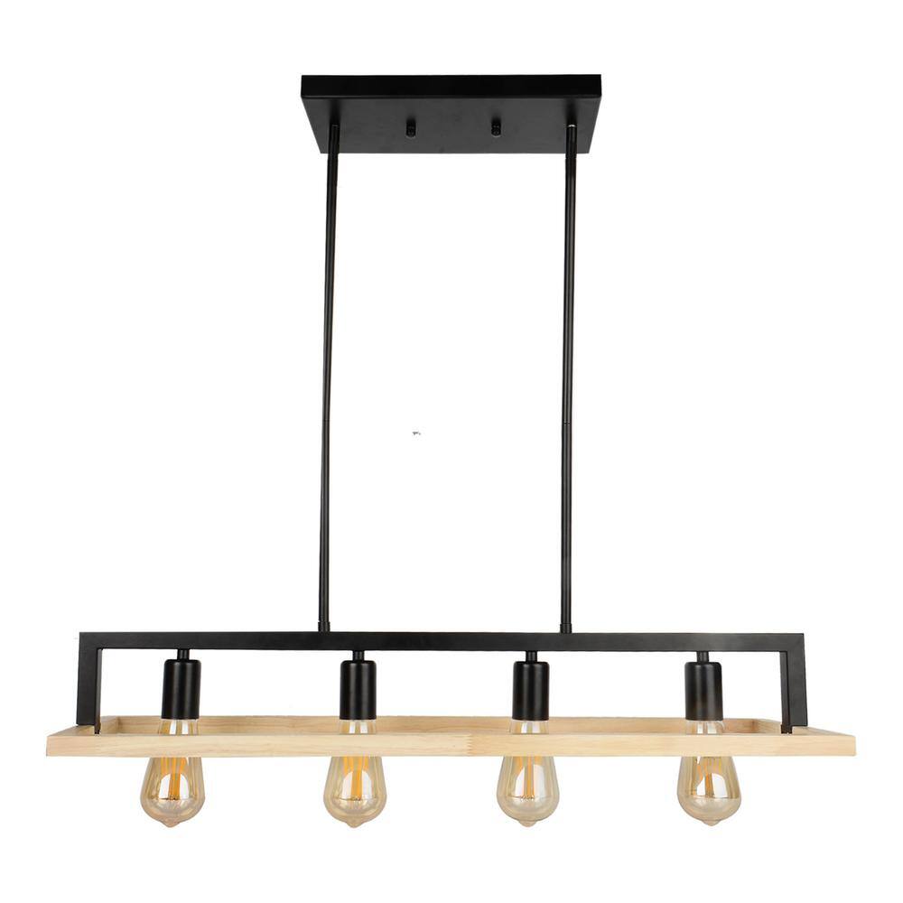 TOZING 4-Light Black Metal Industrial Farmhouse Rectangle Linear Frame ...