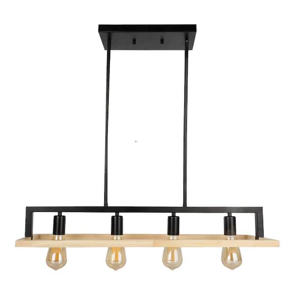 TOZING 4-Light Black Metal Industrial Farmhouse Rectangle Linear Frame ...
