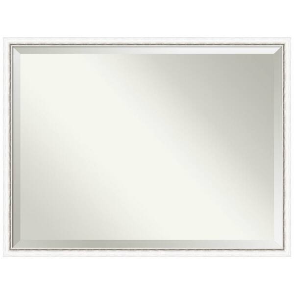 Amanti Art Morgan White Silver 42.25 in. x 32.25 in. Beveled Modern Rectangle Wood Framed Wall ...