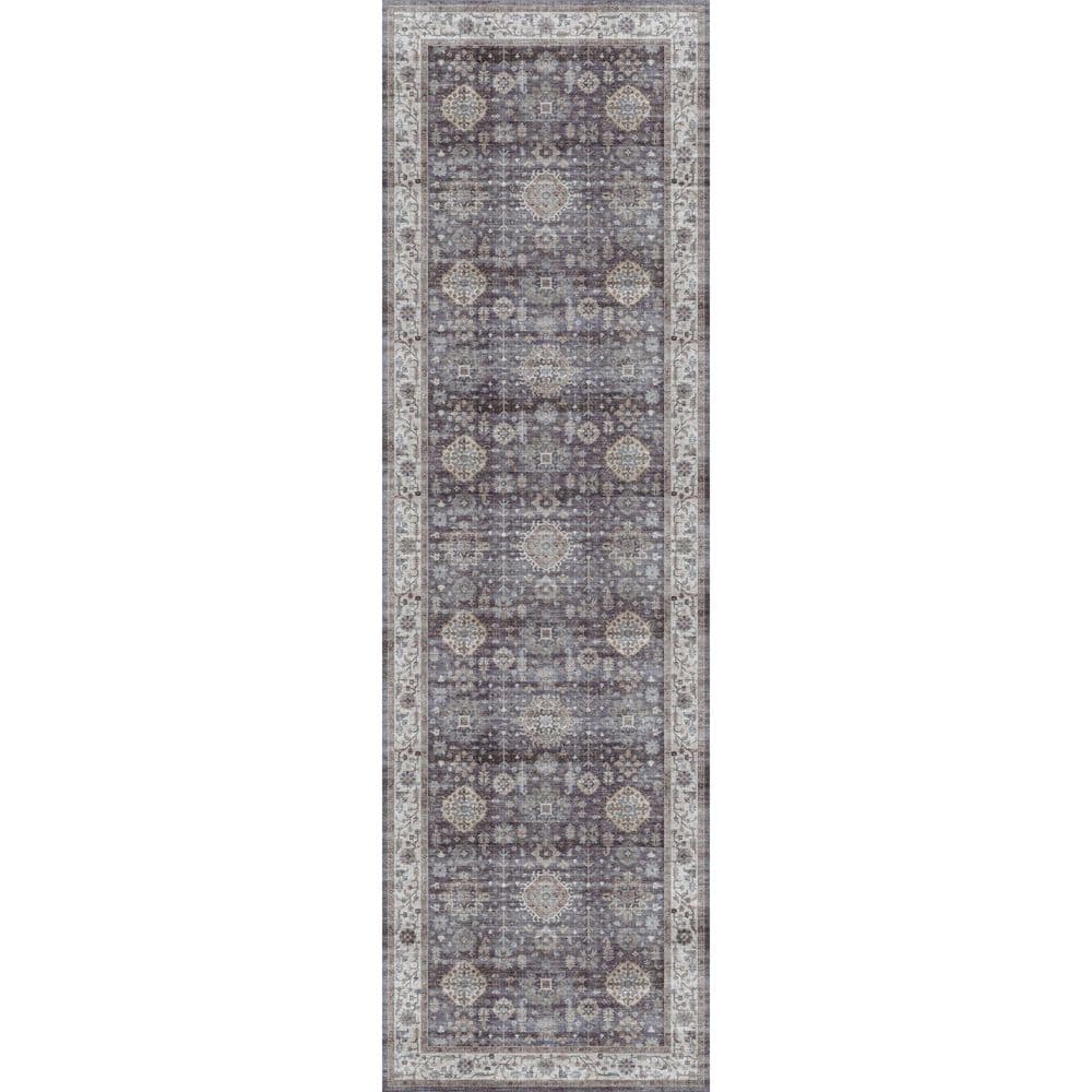 Nourison Fulton Charcoal 2 ft. x 8 ft. Vintage Persian Traditional ...