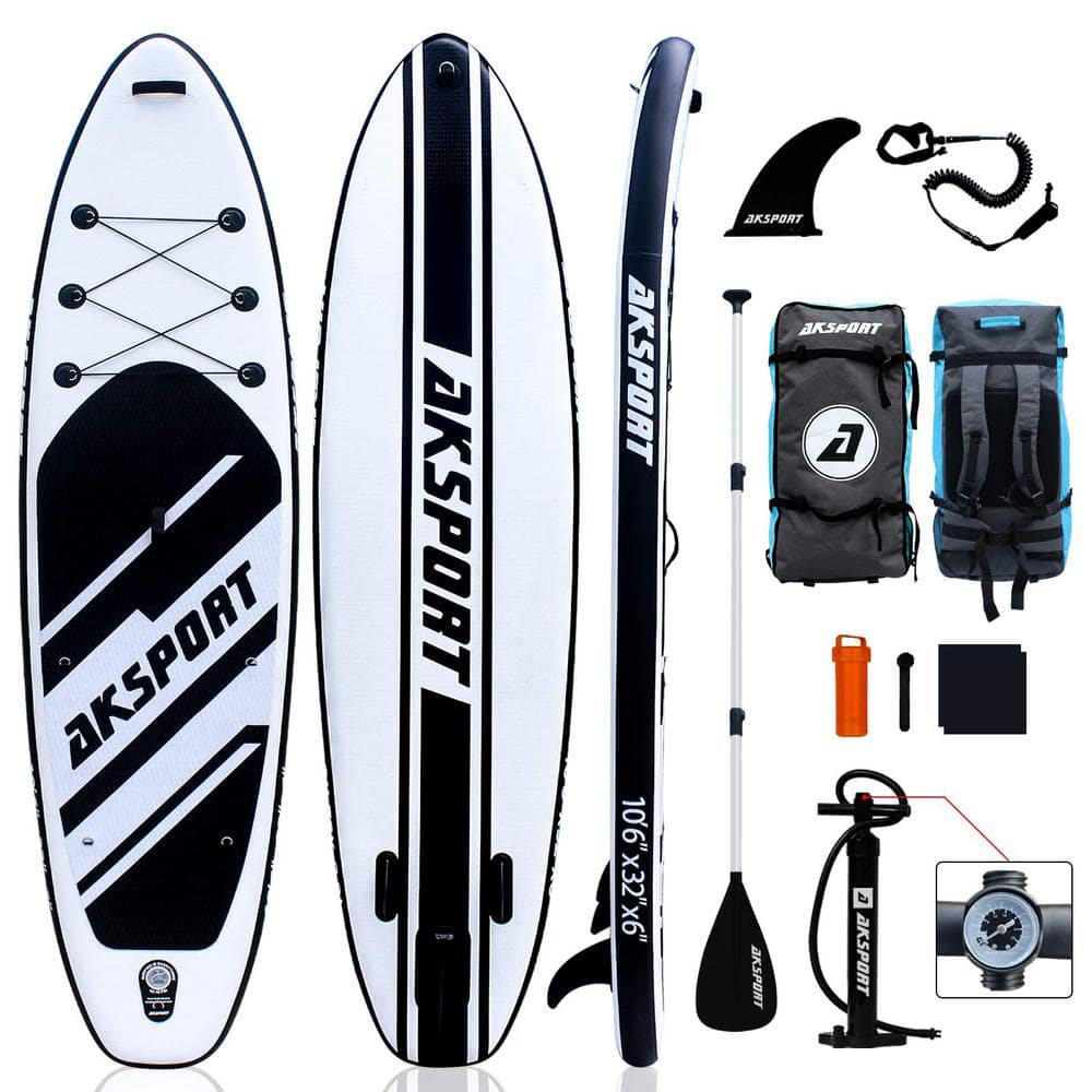 Misopily Premium 120 in. Black and White PVC Standup Inflatable Paddle ...