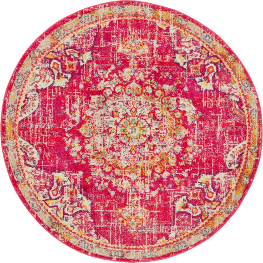 Unique Loom Penrose Alexis Magenta 6 ft. x 6 ft. Round Rug 3143410