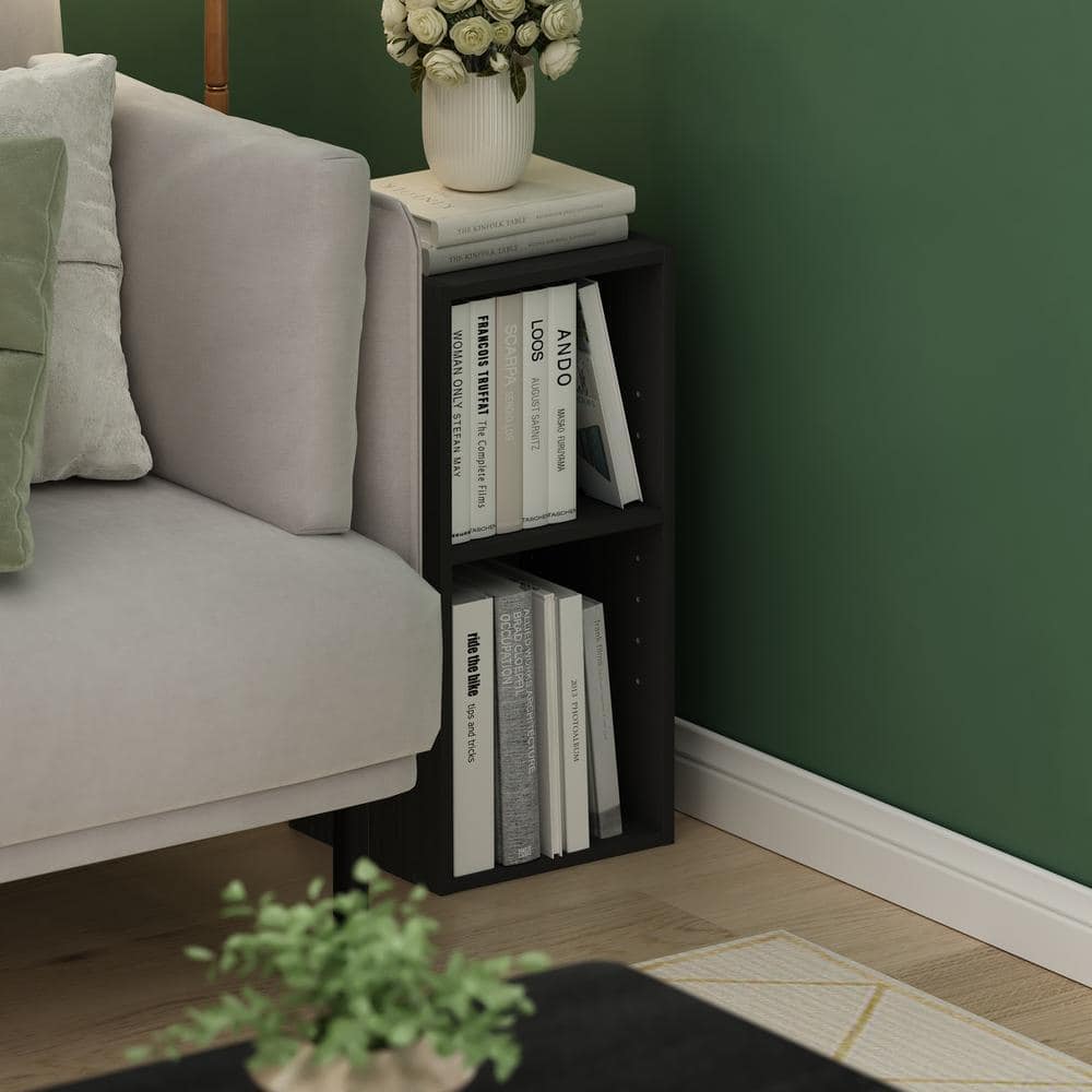 Furinno Fluda 21.18 in. Tall BlackwoodWood 2-Shelf Space Saving ...