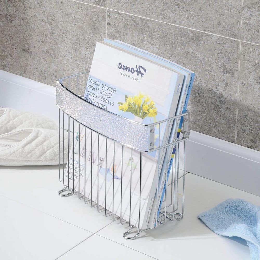 Silver 10 in. x 8.5 in. Metal Freestanding Magazine Rack Z0051S903E ...