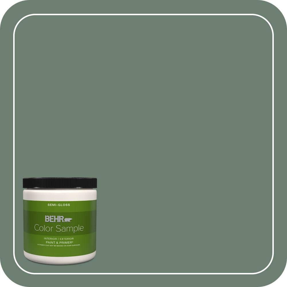 BEHR PREMIUM PLUS 8 oz. #460F-5 Island Palm Semi-Gloss Interior ...