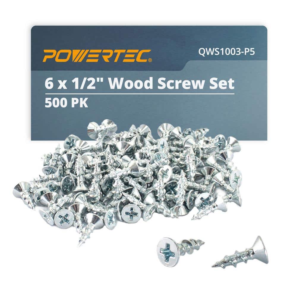 ‎POWERTEC #6 in. x 1/2 in. Phillips Flat Head Deep Thread Nickel (Zinc ...