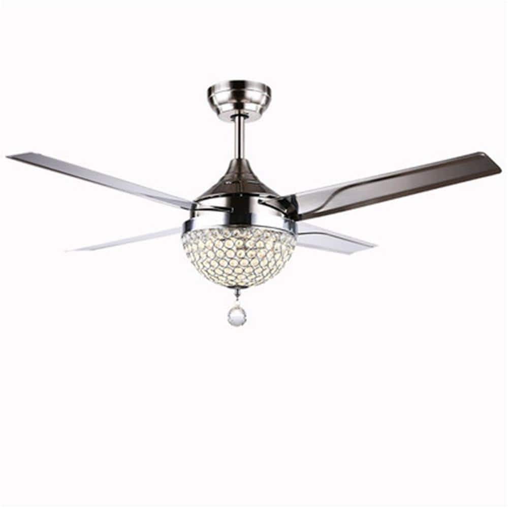 OUKANING 44 in. Integrated LED Indoor Silver Modern Crysta Ceiling Fan ...