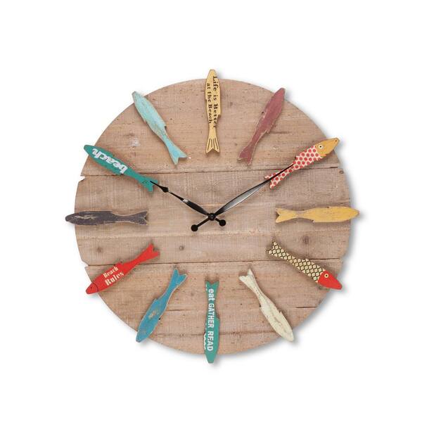 Gerson 25'' Wooden Fish Wall Clock 94606EC - The Home Depot