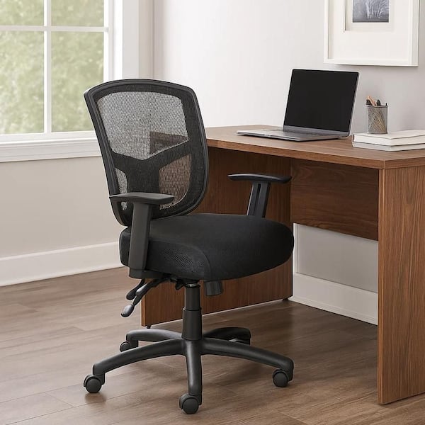 Benjara Oyo Mesh Swivel Task Chair in Black Arms BM344580 - The Home Depot