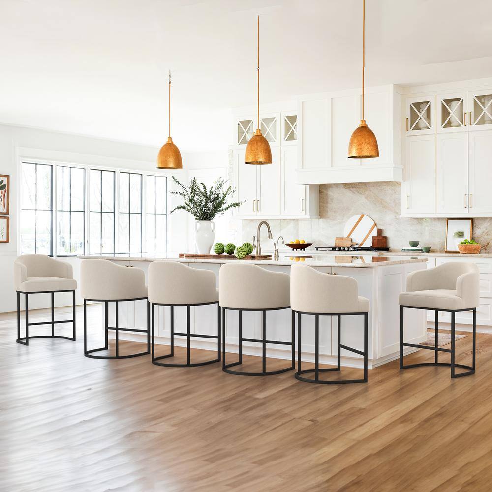 LUE BONA Crystal Linen 26in.Counter Height Fabric Upholstered Bar Stool ...