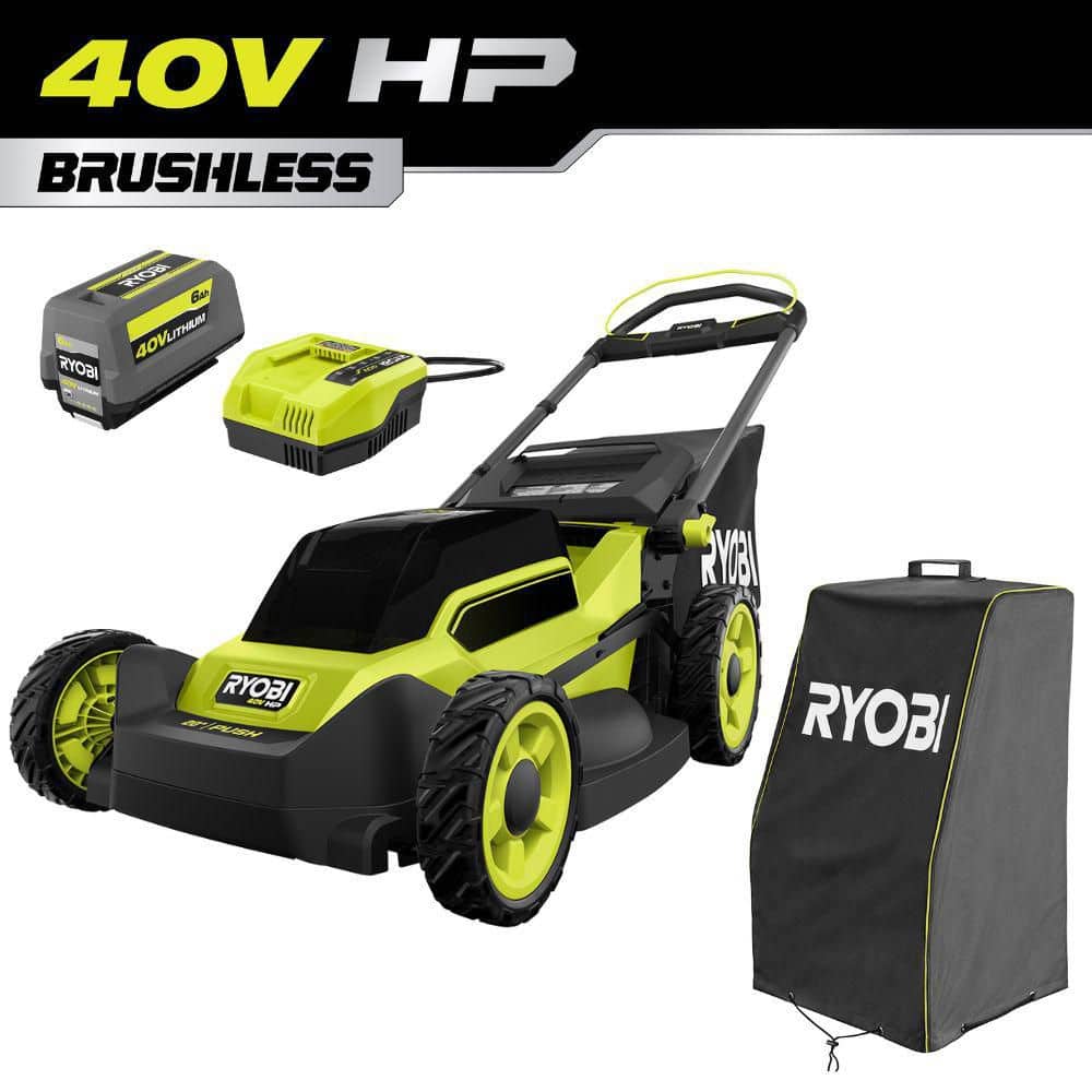 RYOBI 40V HP Brushless 20 in. Cordless Walk Behind Push Mower w ...