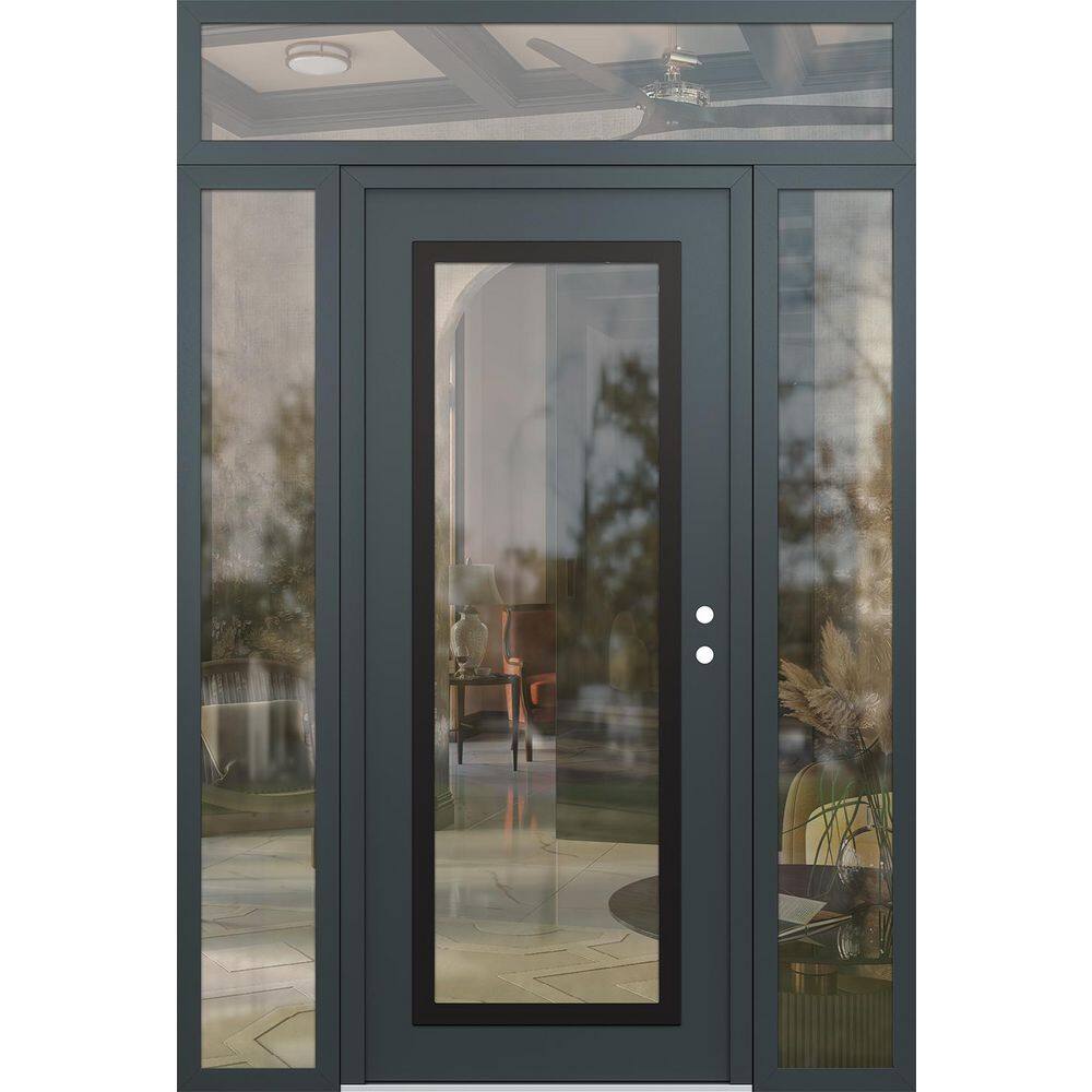 C1 60 in. x 96 in. Black P Left-Hand/Inswing Clear Glass Anth/Anth 2 ...