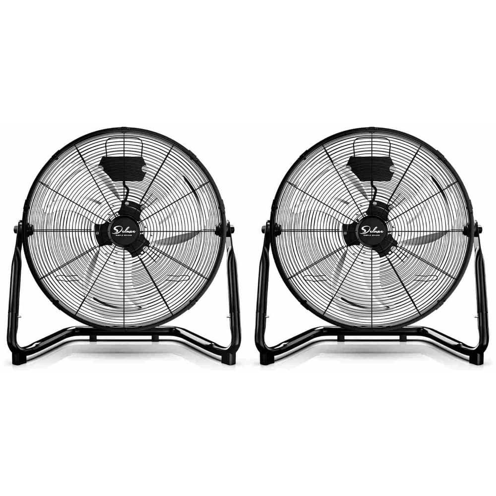 18 in. Black 3-Speed High Velocity Industrial Floor Fan, All Metal ...