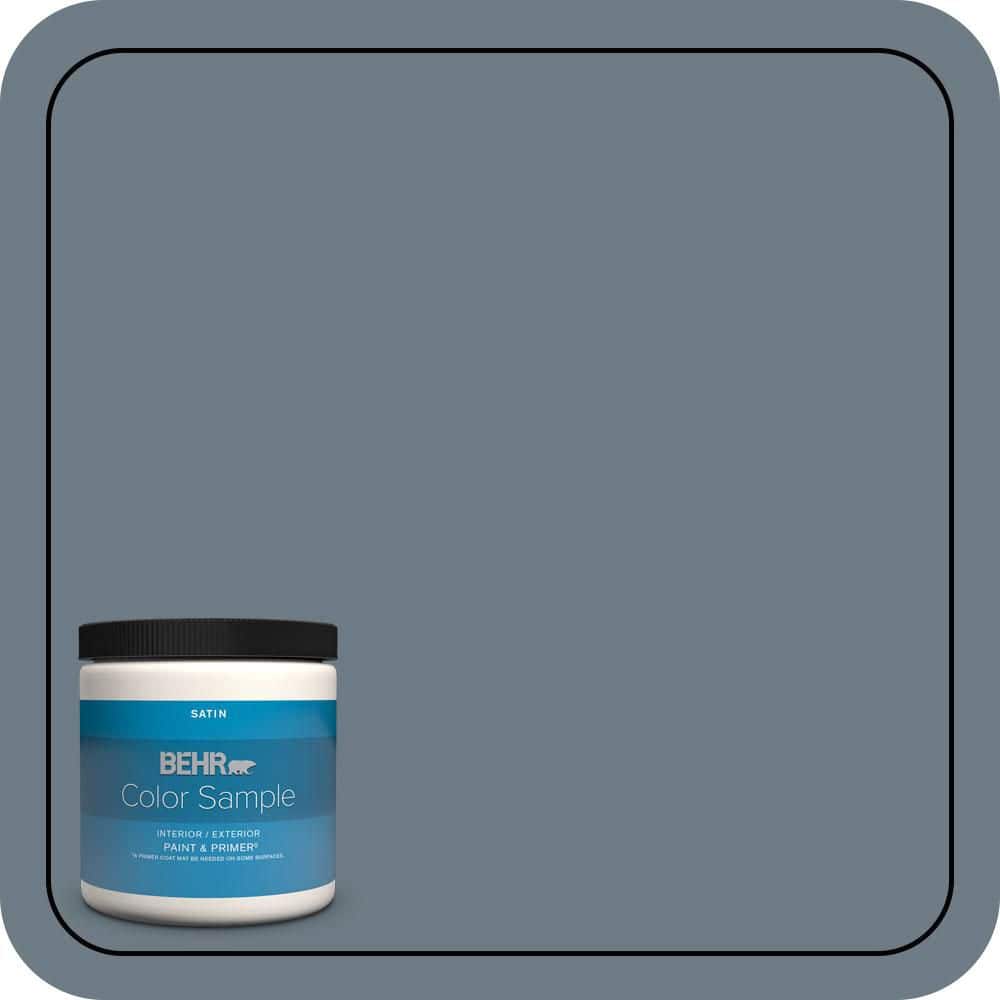 BEHR PREMIUM PLUS 8 oz. #N490-5 Charcoal Blue Satin Enamel Interior ...