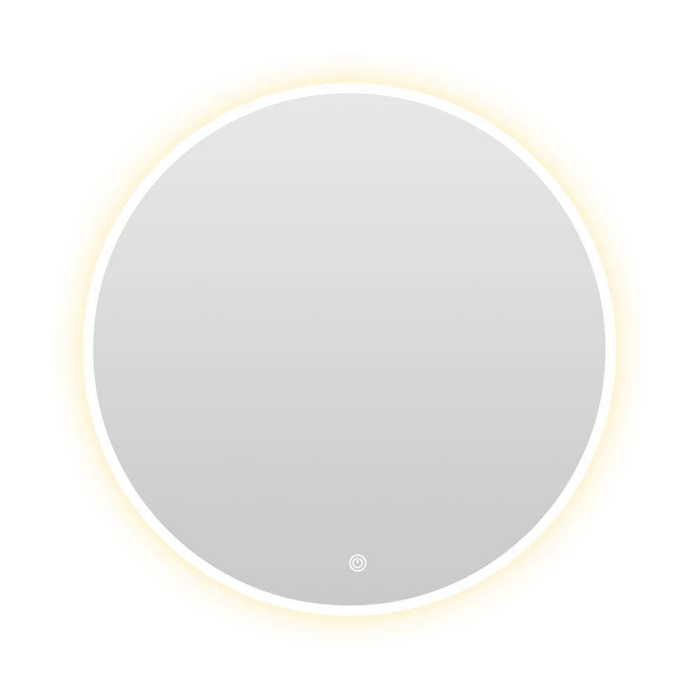 KINWELL 32 in. W x 32 in. H Frameless Round LED Light Bathroom Vanity ...