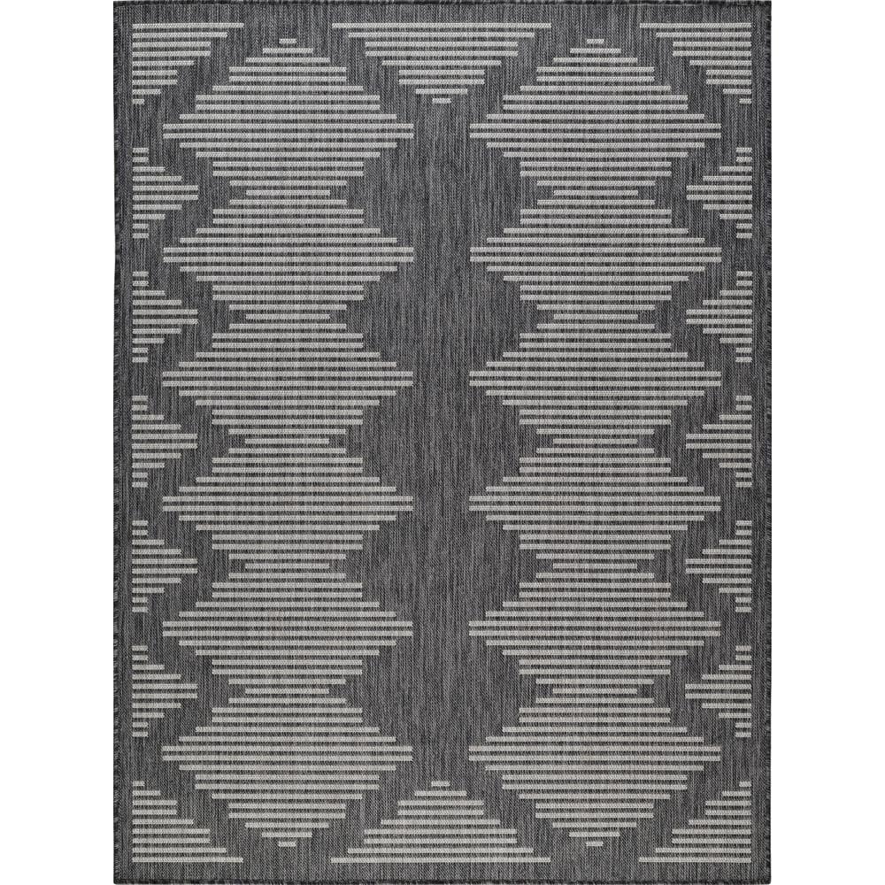Beverly Rug Waikiki Light Gray/Dark Gray 5 ft. x 7 ft. Stripes Indoor ...