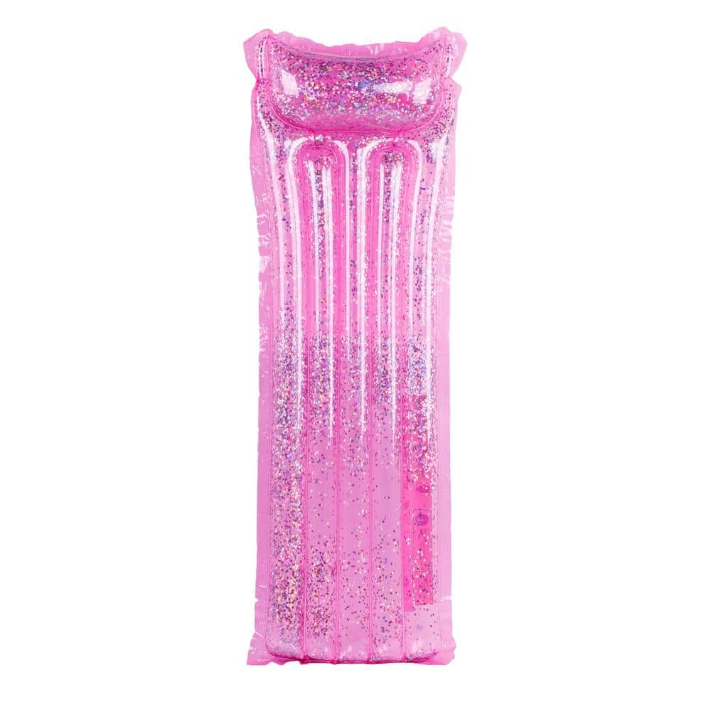 Northlight 67 in. Inflatable Pink Glitter Swimming Pool Lounge 34808653 ...
