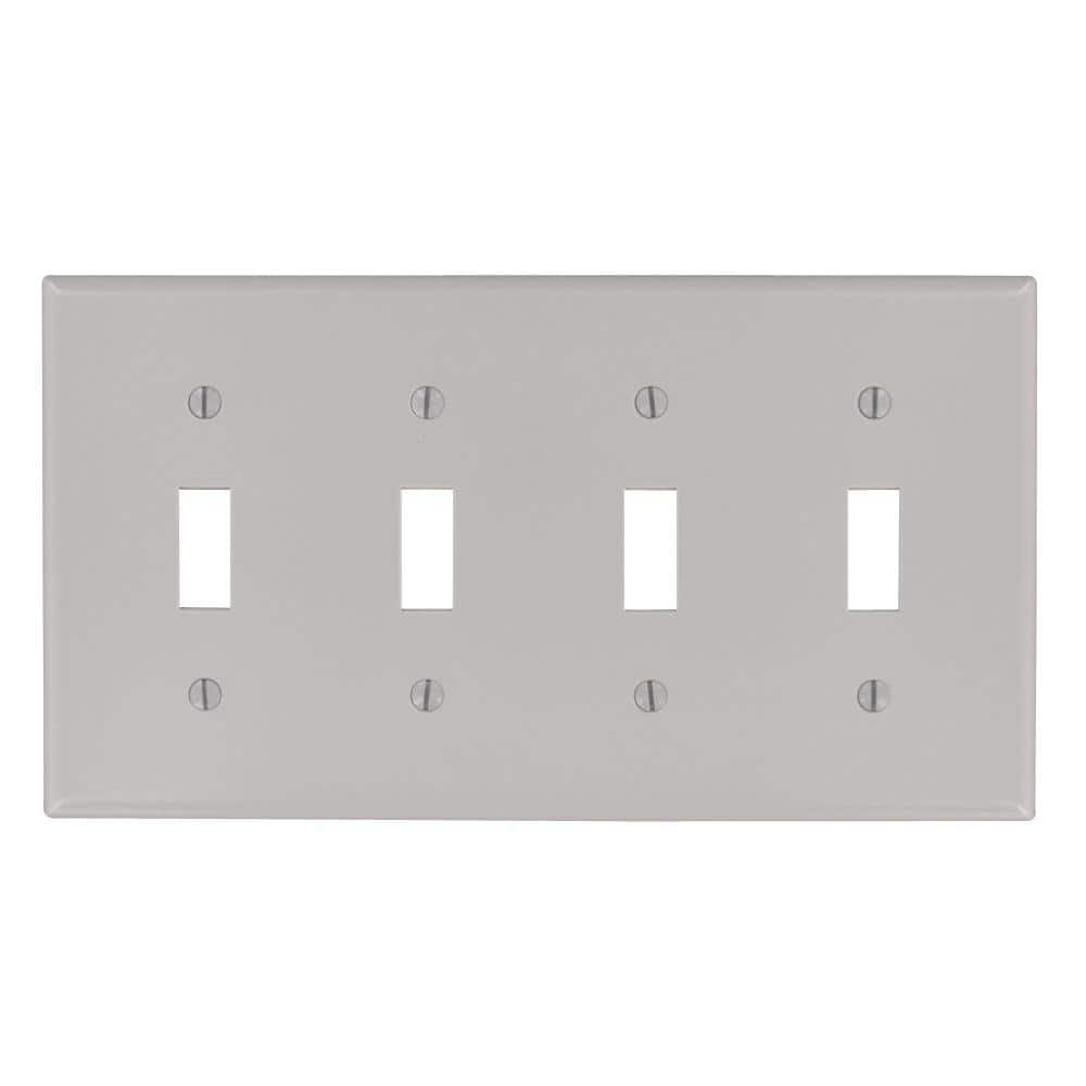 Leviton 4-Gang Gray Toggle Plastic Standard Wall Plate (1-Pack) 87012 ...