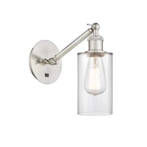 Innovations Clymer 1-Light Brushed Satin Nickel, Clear Wall Sconce with ...