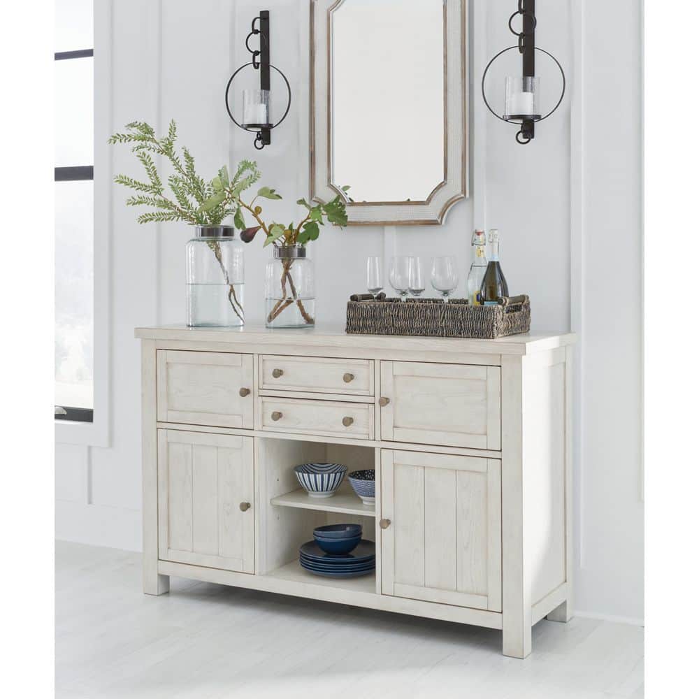 Signature DESIGN BY ASHLEY Robbinsdale Casual Antiqued White MDF 56 in ...