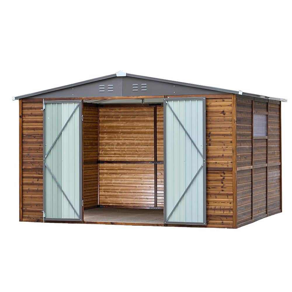 Daheat Dire 8 ft. W x 10 ft. D Brown Iron-Wood Combination Tool Shed ...
