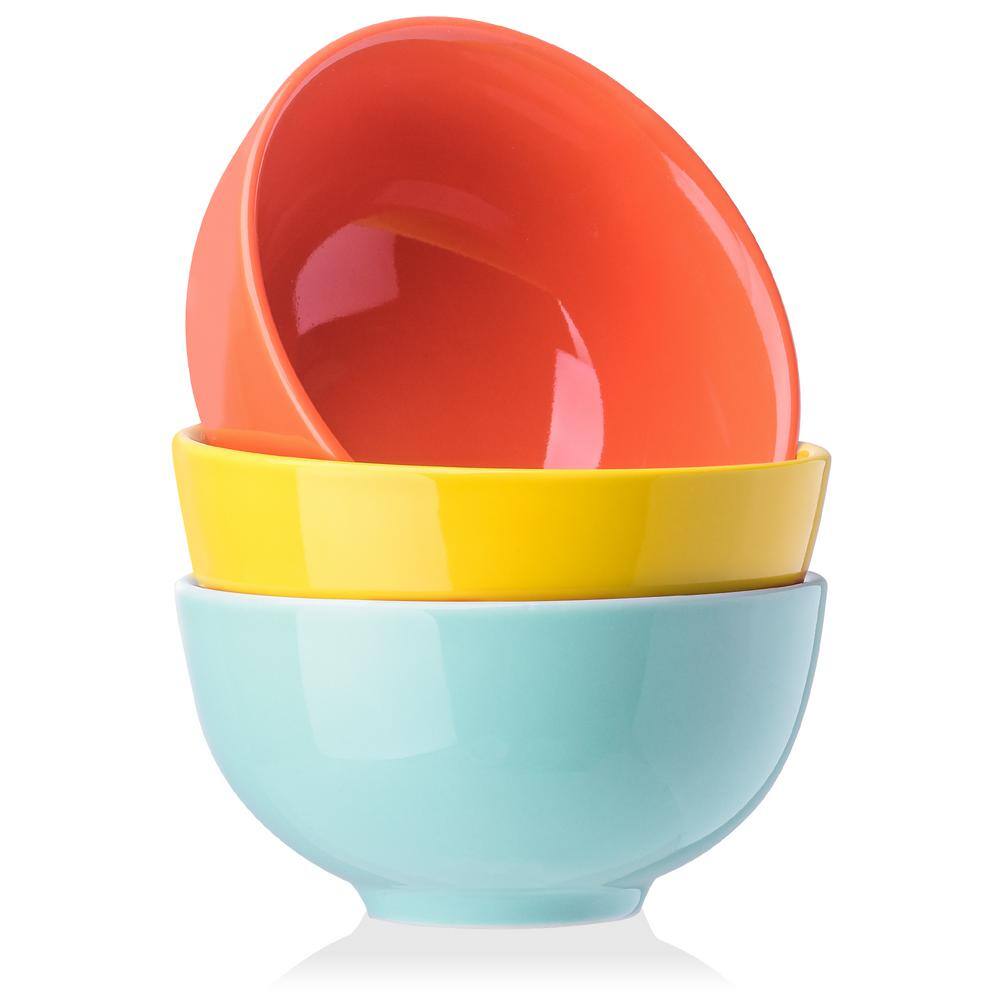 LOVECASA 65 oz. Assorted Colors Porcelain Bowls Set, Soup Bowls, Pasta ...