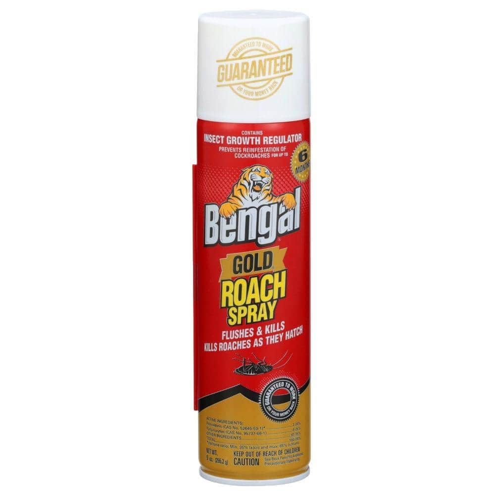 Bengal Gold Roach Spray, Odorless Insect Killer, Indoor, Dry Aerosol ...