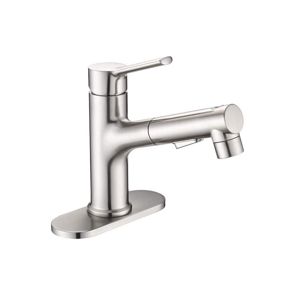 Single Handle Pull Out Spout Single Hole Bathroom Sink Faucet with ...