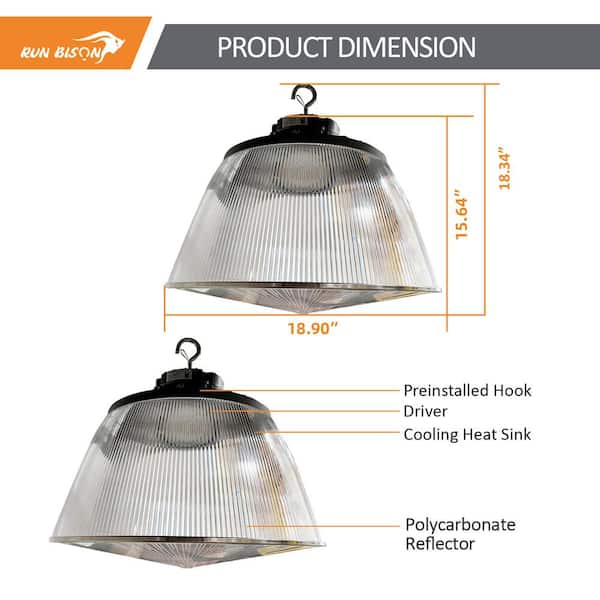 RUN BISON 10.24 in. Integrated UFO LED High Bay Light with RUN BISON 10.24 in. Integrated UFO LED High Bay Light with