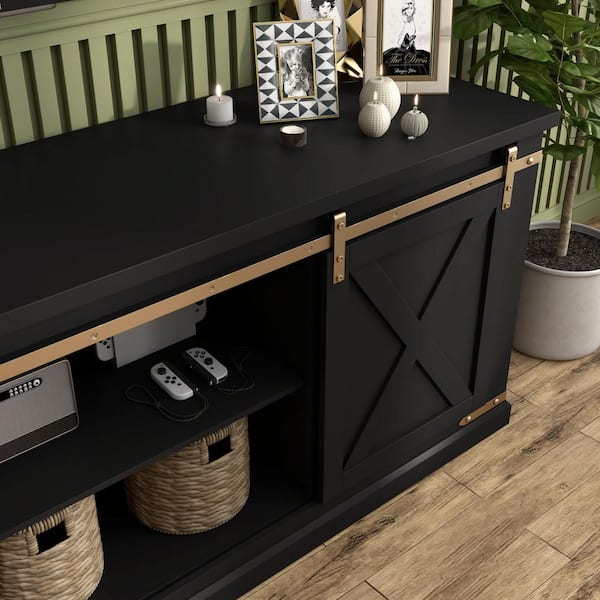 Black barn door tv stand store