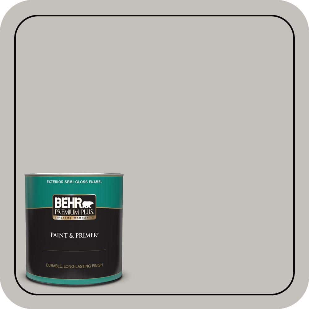 BEHR PREMIUM PLUS 1 qt. #PPU18-10 Natural Gray Semi-Gloss Enamel ...