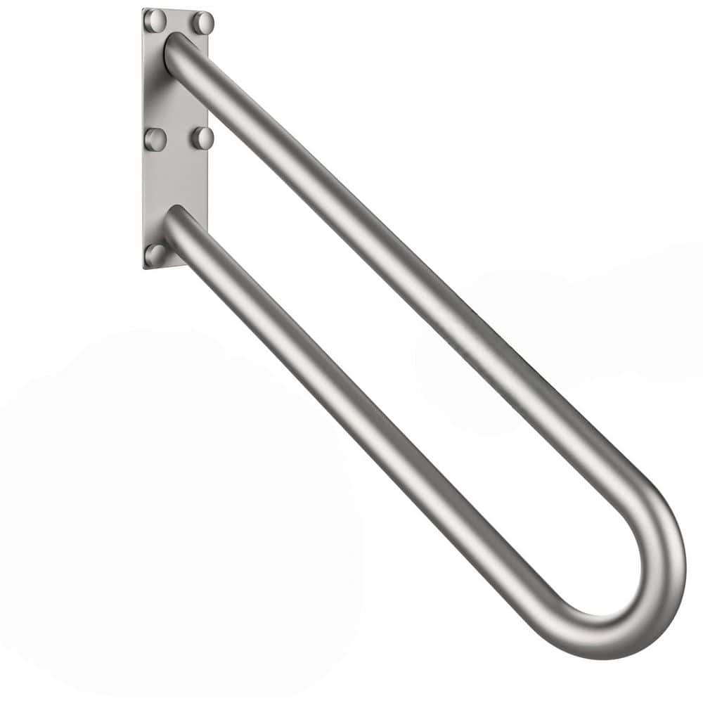 20 in. Brushed Nickel Stainless Steel Handrail for 1-3 Steps Outdoor ...