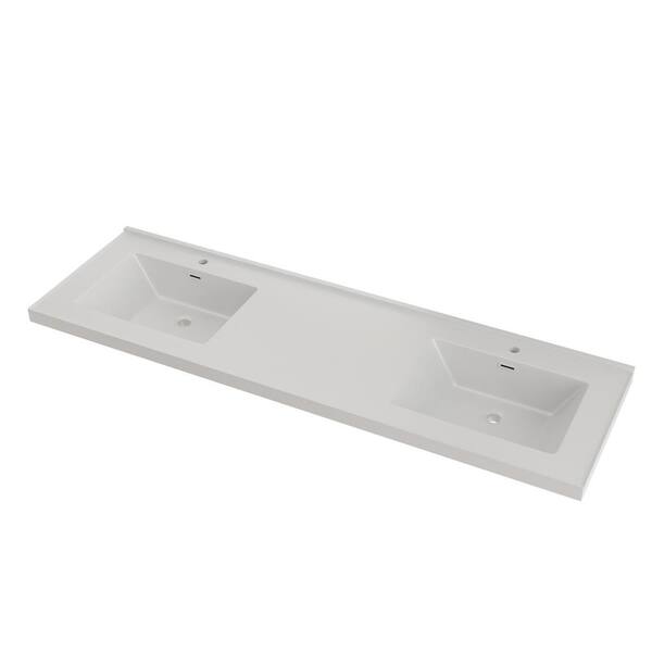 Modland Baily 72 in. W x 22 in. D Solid Surface White Rectangular ...