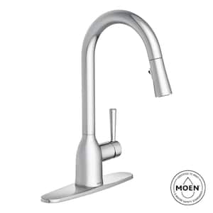 MOEN Haelyn Chrome 15.93 in. H Pull Down Sprayer Kitchen Faucet with ...