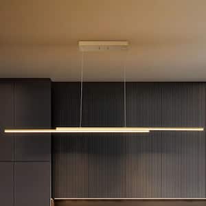 Rennnsan Eason 3-Light Brushed Nickel Modern Linear Ring Kitchen Island ...