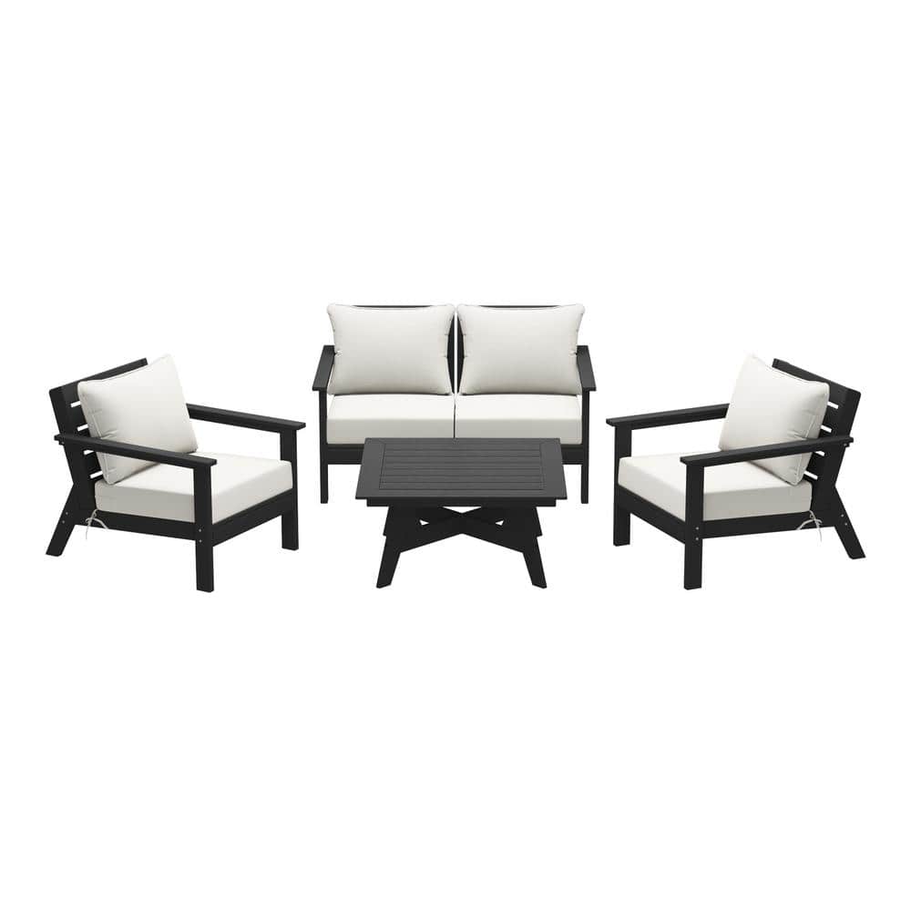 WESTIN OUTDOOR Birchwood Black Arrangeable 5-Piece Outdoor Patio HDPE ...