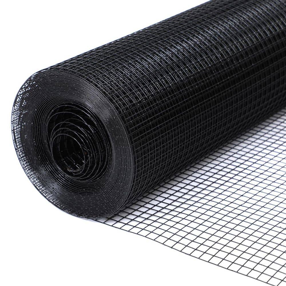 WRIGHTMASTER 36 in. x 50 ft. 19-Gauge Black Vinyl Welded Wire Fencing ...