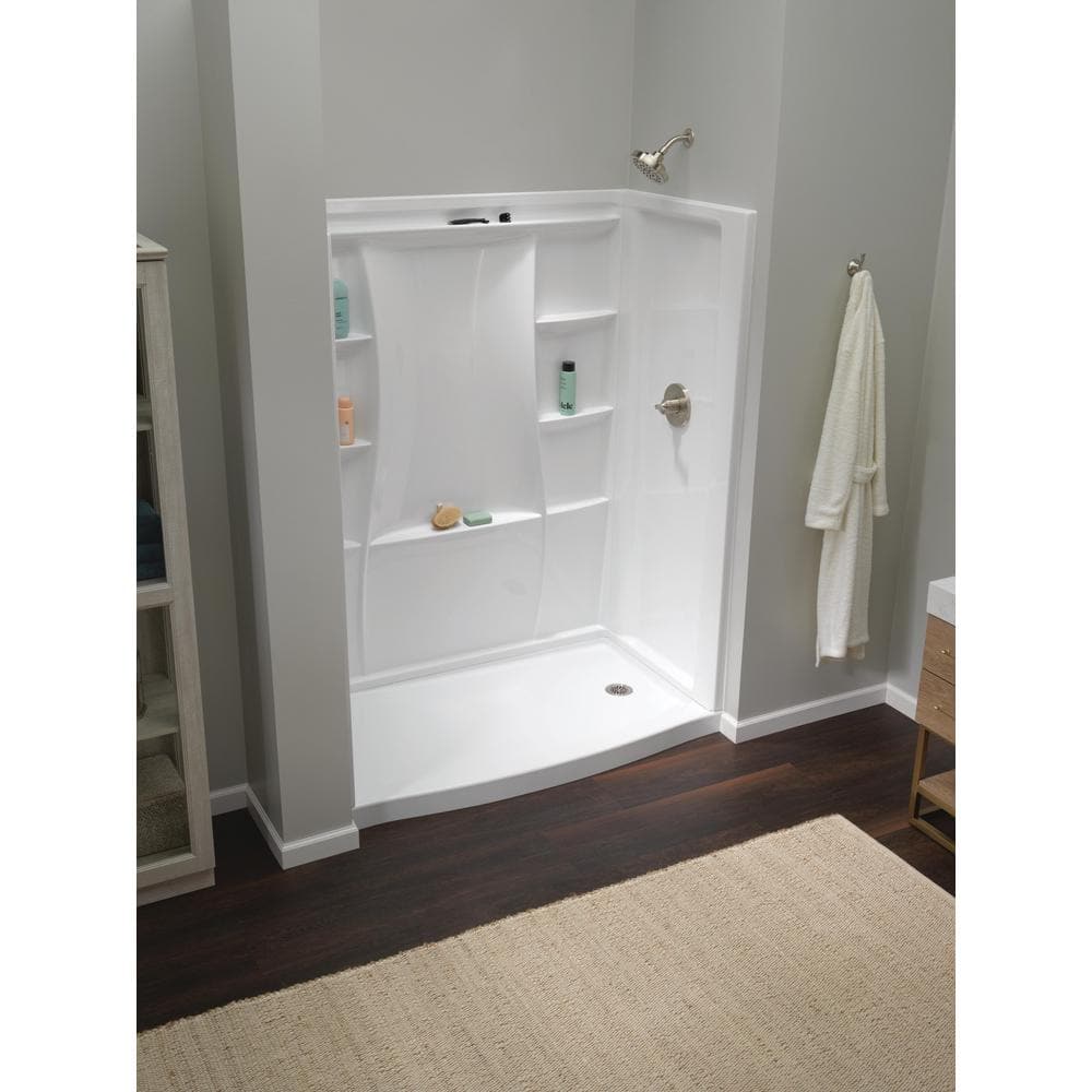 Delta Classic 500 Curve 60 in. L x 32 in. W Alcove Shower Pan Base with ...