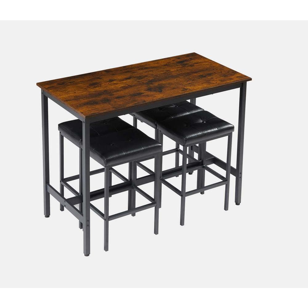 wetiny 5-Piece Rustic Brown Wood Top Table Set 20240507-W1668P164658 ...