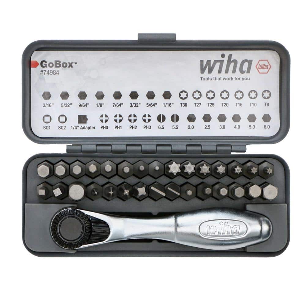 Wiha GoBox Standard Bit Screwdriver with Mini Ratchet ( 32-Piece) 74984 ...