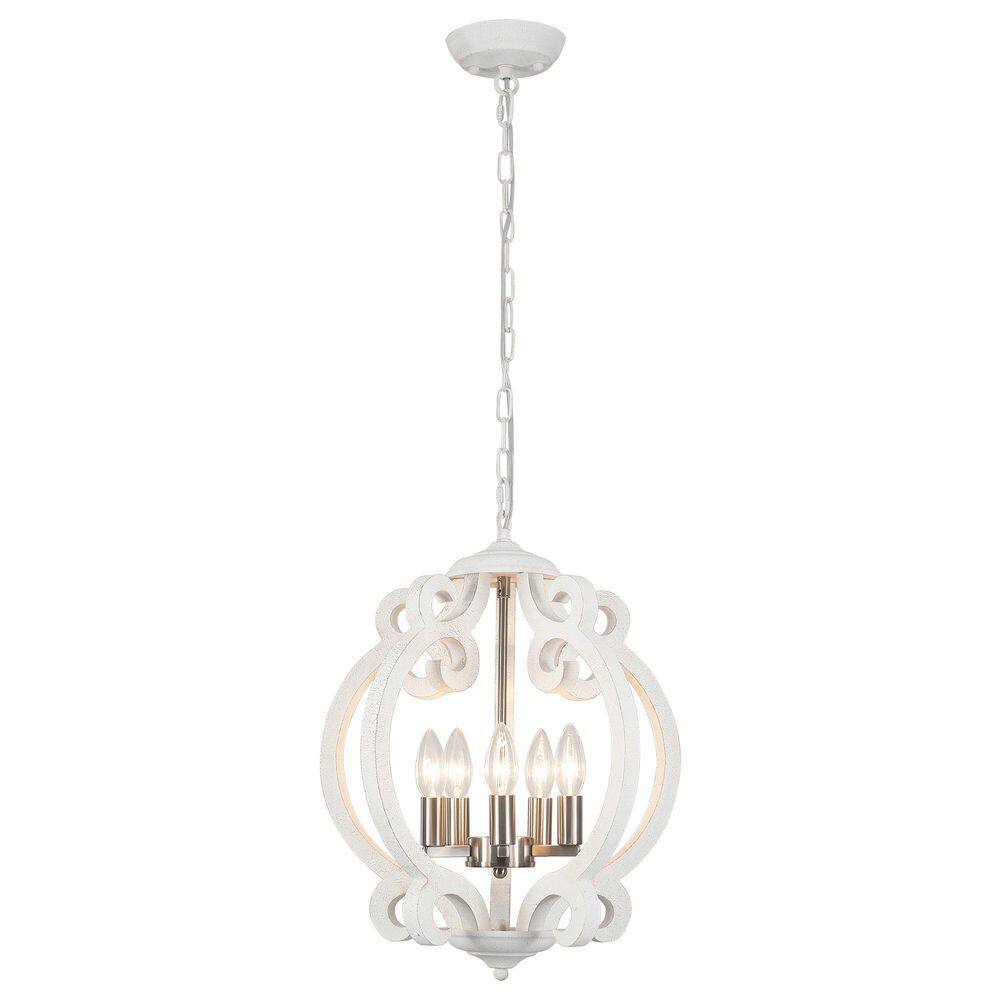 ADSENSTY 5-Light Sand Nickel and White Modern Farmhouse Kitchen Island ...