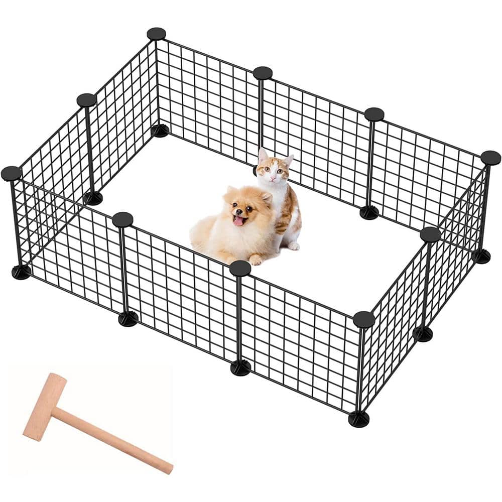 Oumilen Puppy Playpen 10 Panels Metal Wire Dog Fence Portable Small ...