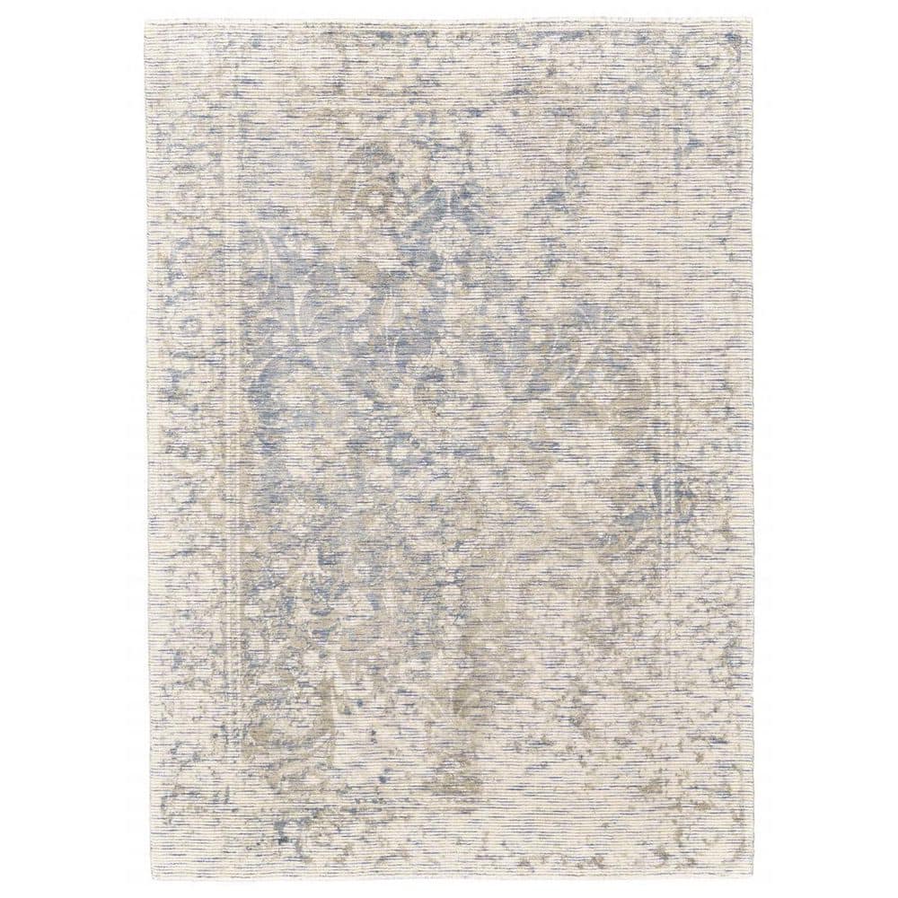 HomeRoots 2 ft. x 8 ft. Ivory, Blue Abstract Area Rug 2000511821 - The ...