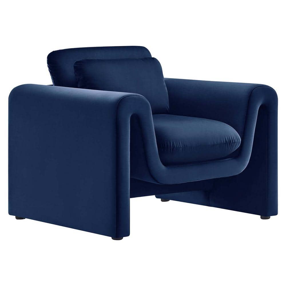 MODWAY Waverly Midnight Blue Performance Velvet Armchair EEI-6576-MID ...