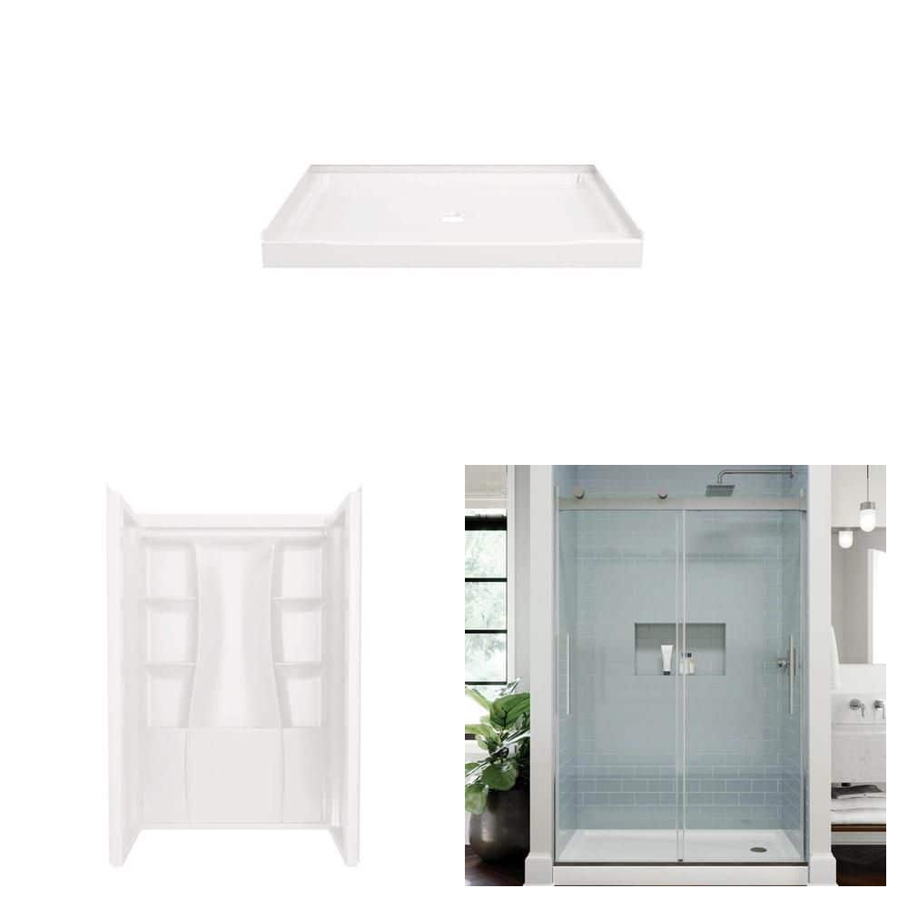 Delta Classic 500 48 in. x 34 in. Shower Pan with Center Drain, 3-Piece ...