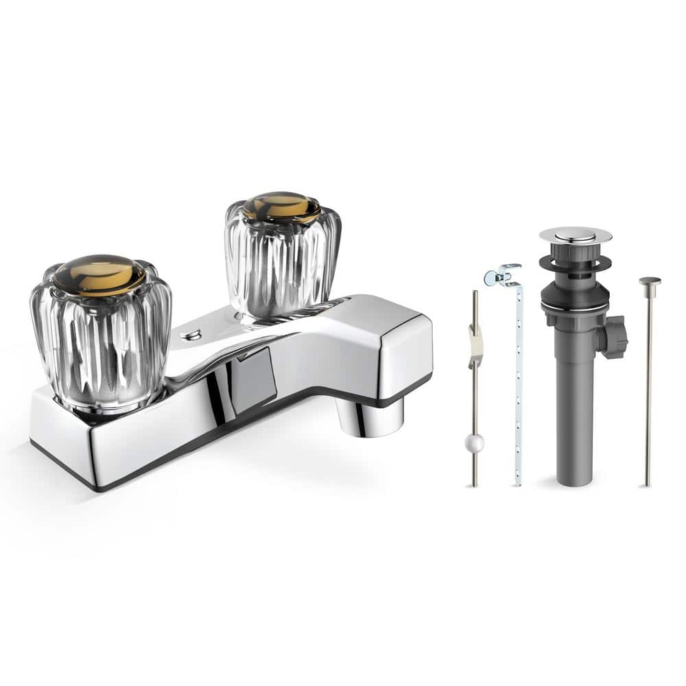 plumb tech Fits right, always tight, safe & durable. 4 in. Centerset Double Handle Bathroom ...