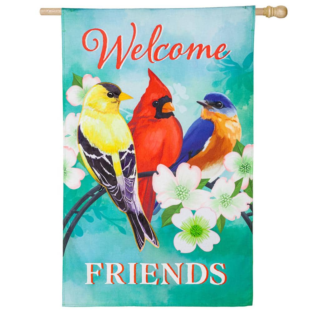 Evergreen Enterprises 2-1/3 ft. x 3-2/3 ft. Welcome Friends Burlap ...