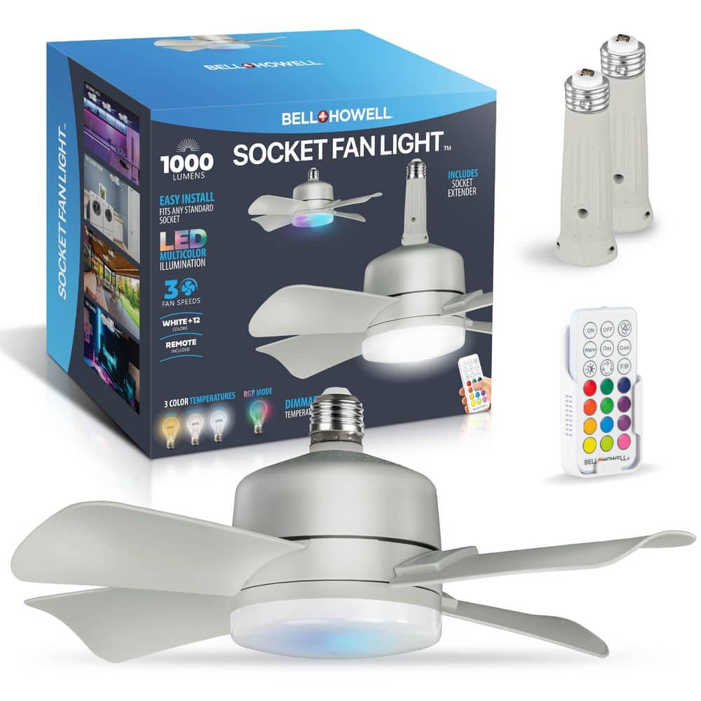 Bell + Howell 15.7 in. Indoor Nickel Finish Ceiling Fan with Remote ...