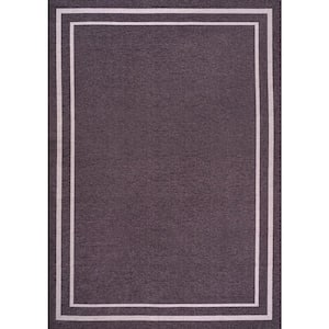JONATHAN Y Sloane Classic 2-Stripe Border Washable Dark Purple/Light ...