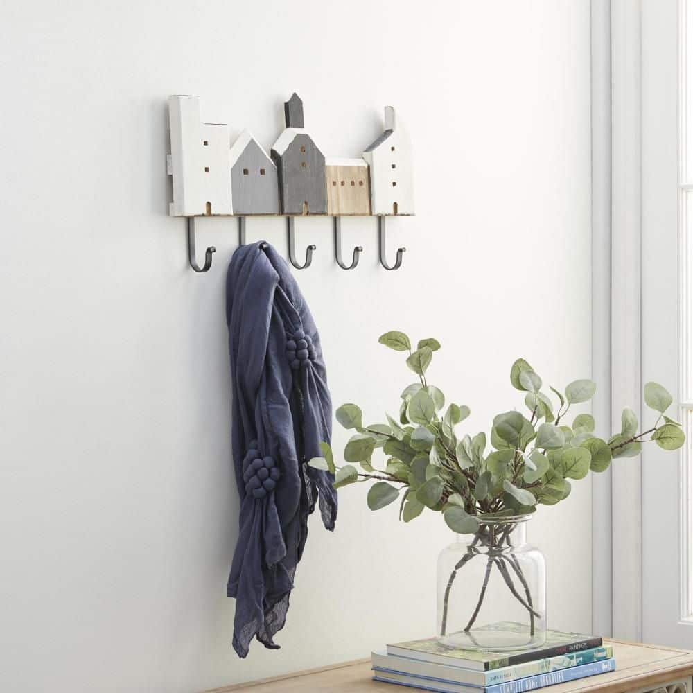 Litton Lane 5-Hook Multi Colored Wood Farmhouse Wall Hook 89544 - The ...